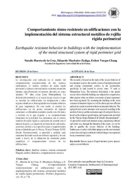 Pdf Comportamiento Sismorresistente En Edificaciones Con La Implementación Del Sistema