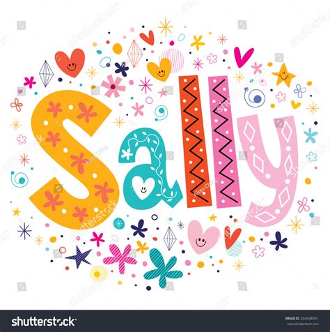 Sally Girls Name Decorative Lettering Type Stock Vector Royalty Free