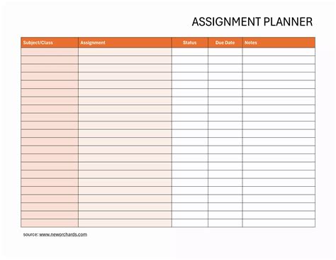 Free Assignment Tracker Word In 2025 Tracking Student Progress