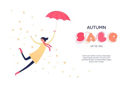 벡터 문자 가을 판매 배너 템플릿입니다 스카프와 코트플랫 여성 장식 유체 글꼴 쇼핑 백을 개최합니다 포스터 프로모션 카드 미디어