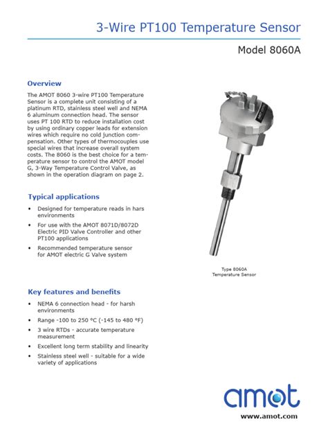 Datasheet 8060a Temp Sensor 0613 Rev1 Pdf Thermocouple Electrical Engineering