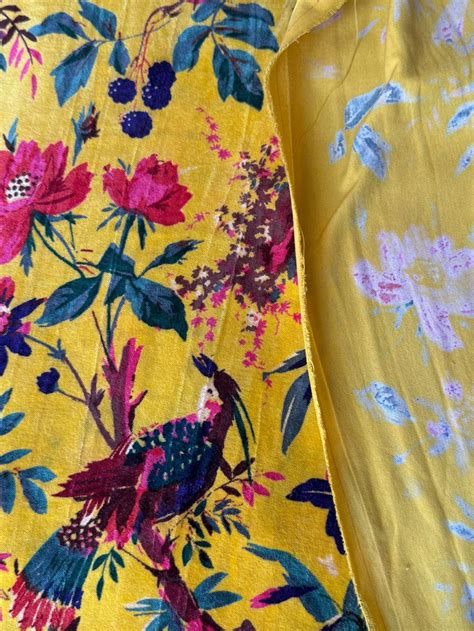 Indian Soft Luxury Velvet Floral Print Fabric Upholstery Dressmaking
