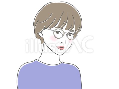 メガネをかけたショートカットの女性イラスト No 22432132｜無料イラスト・フリー素材なら「イラストac」