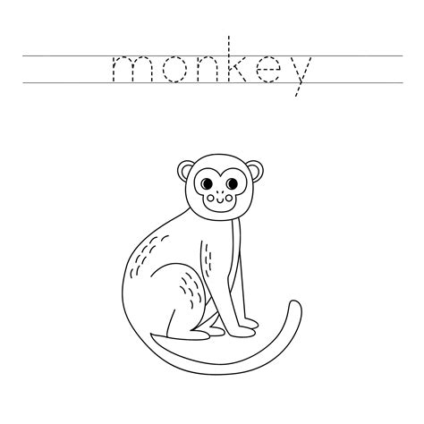 Premium Vector Trace The Letters And Color Cartoon Monkey Handwriting