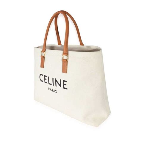 Celine Celine Natural Canvas Tan Calfskin Horizontal … Gem