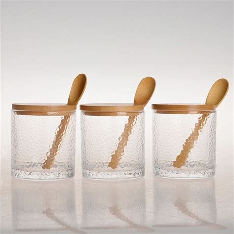 China Customized Borosilicate Glass Jar Containers With Bamboo Airtight