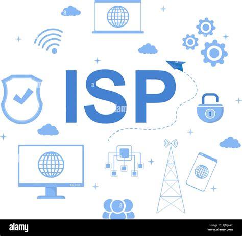 Isp Or Internet Service Provider Cartoon Illustration With Keywords And