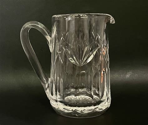 Vintage Crystal Pitcher Hand Cut Glass Water Jug Elegant Barware
