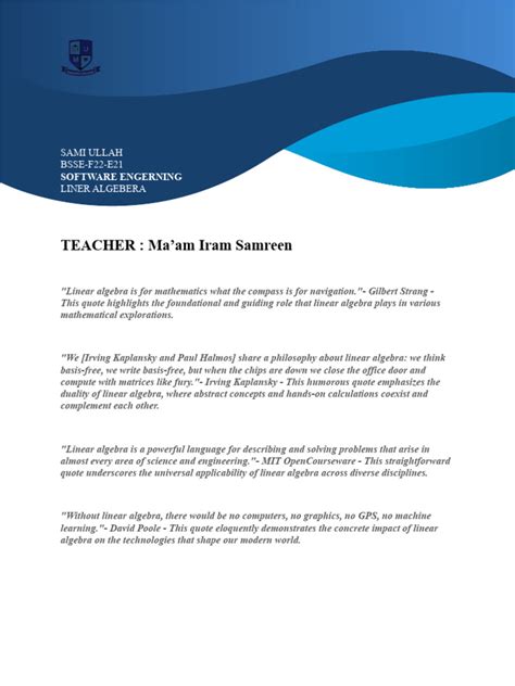 Lineralgebraassigmentbysamiullah Ss Bsse F22 E21 Pdf Linear Programming Linear Algebra