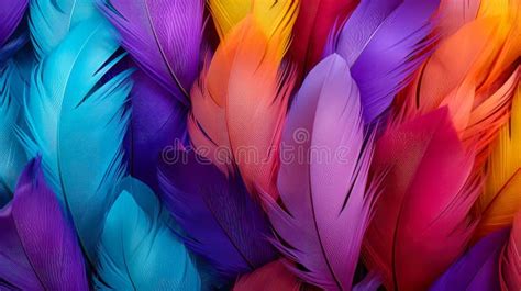 Close Up Background Of A Rainbow Colour Feathers Stock Illustration