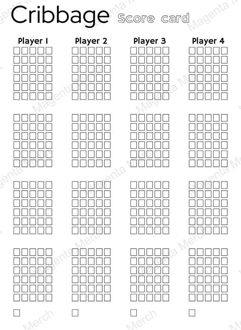 Cribbage Score Sheet Printable Free Printable