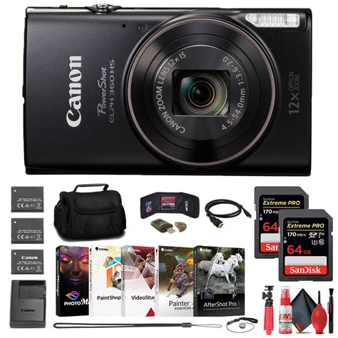 Canon Powershot Elph 360 Hs Digital Camera Black 1075c001 2 X