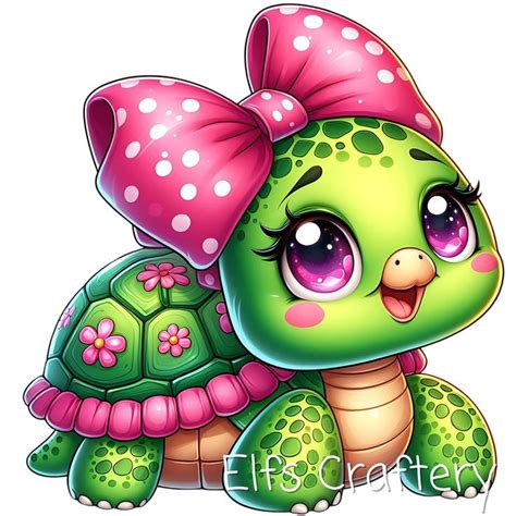 Cute Girl Turtle Clip Art