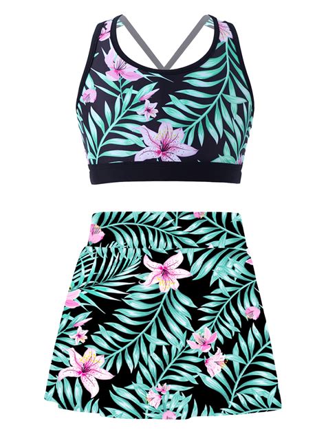 Vastwit Girls Tankini Swimsuit Two Piece Bathing Suit With Swim Skirts