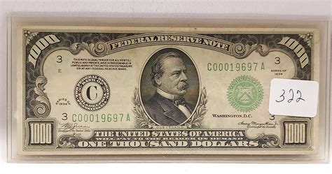1 000 Bill Series 1934 Philadelphia Vf Horst Auctioneers