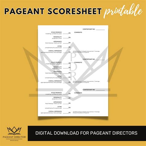 Printable Beauty Pageant Score Sheet Download Free Printable Templates For Planners