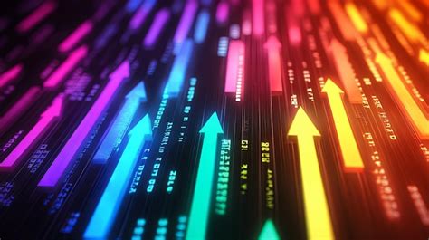 Abstract Digital Data Visualization With Neon Arrows And Glowing Lines