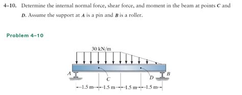 Solved 4 10 Determine The Internal Normal Force Shear