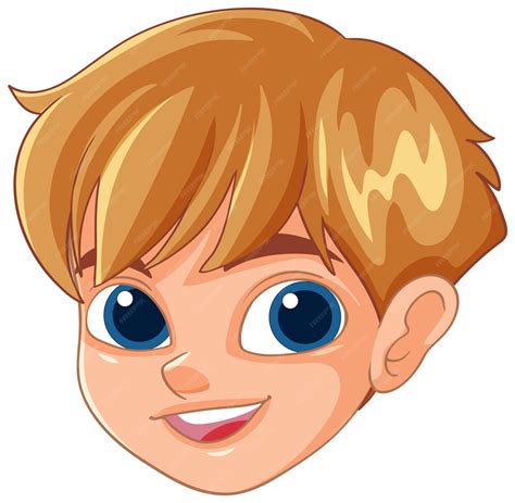 Uśmiechnięta Twarz Chłopca Z Kreskówki Darmowy Wektor