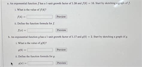 solved a ﻿an exponential function f ﻿has a 1 unit growth