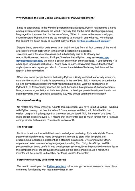 Ppt Why Python Is The Best Coding Language For Pwa Development Powerpoint Presentation Id