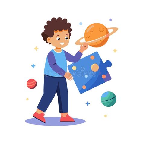 Boy With Planet Jigsaw Puzzle Piece Space Exploration And Discovery