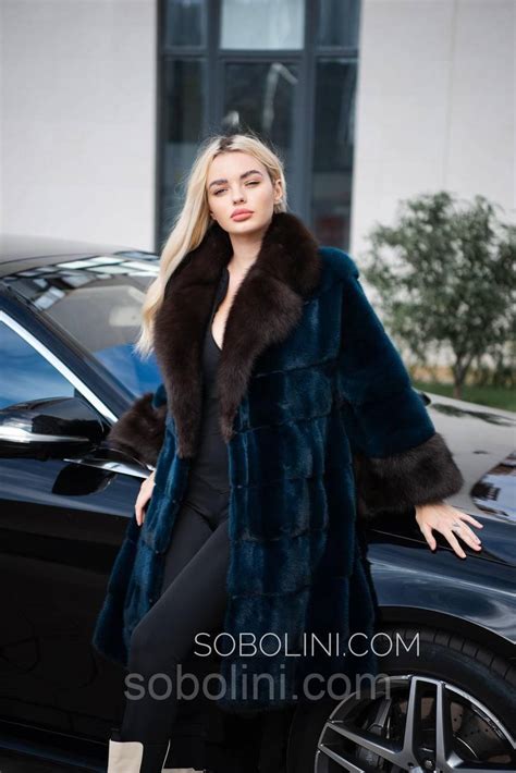 Шуба норкова з соболем у довжині 100 см продаж ціна у Києві Жіночі шуби від Меховые изделия