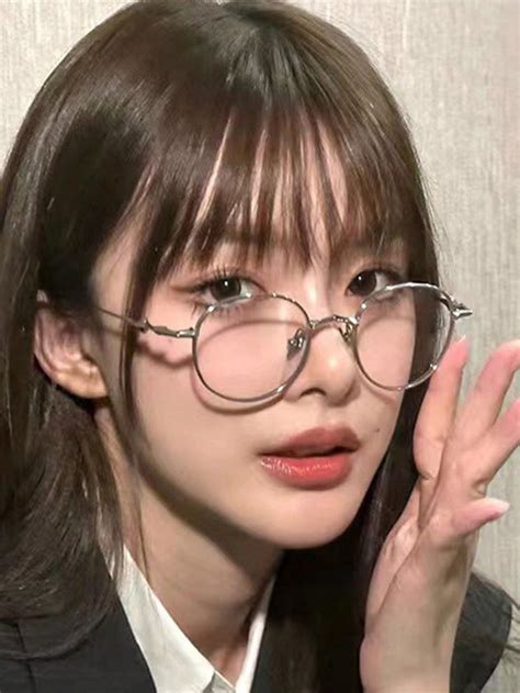 1pc New Fashion Women Metal Oval Frame Korean Style Star Decor