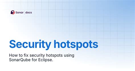 Security Hotspots Eclipse Sonar Documentation