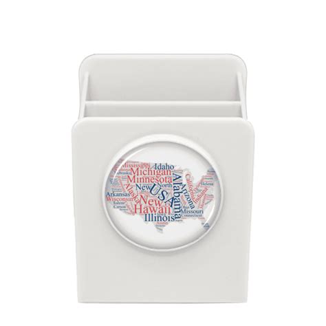 Usa America Map City Wordcloud Desk Pencil Holder Cup Pen Organizer