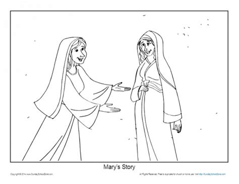 Mary Visited Elizabeth Coloring Page