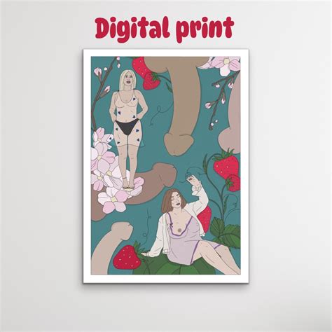 Surreal Feminine Art Print Erotic Digital Illustration Feminist