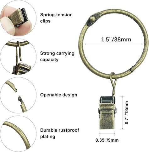 Curtain Rod Rings Curtain Rings With Clips 38mm Interior Diameter