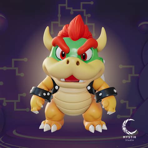 🐢 Bowser Chibi King Koopa In Adorable Version・ Stl File For 3d Printing・cults
