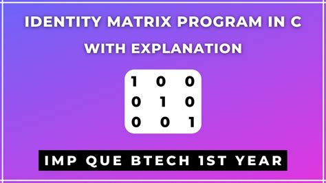 C Program To Print Identity Matrix Identity Matrix Program In C