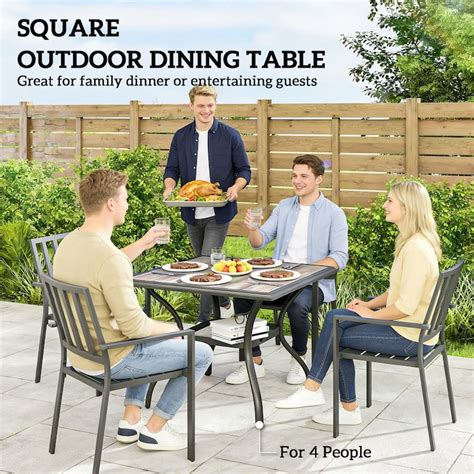 Outsunny Outdoor Dining Table For 4 People 37 Square Patio Table With