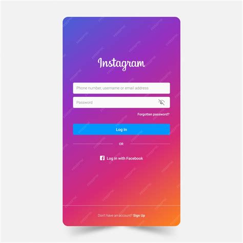 Premium Vector Instagram Social Media Mobile Login Screen Or Page