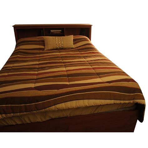 Cherry Queen Platform Storage Bed W Bookcase Headboard Aptdeco