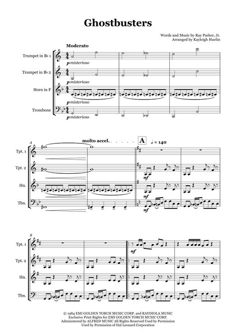 Ghostbusters Arr Kayleigh Huelin By Ray Parker Jr Sheet Music For