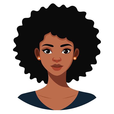 Dibujos Animados Retrato De Joven Africano Mujer Con Afro Peinado