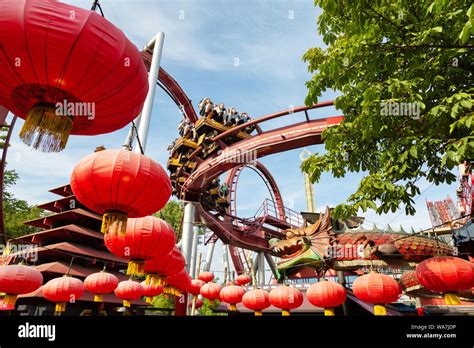 Tivoli Gardens Copenhagen People Enjoying The Roller Coaster Ride In