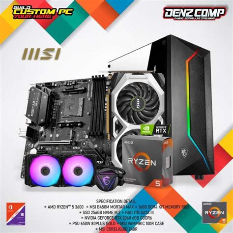 Jual Msi Gaming Pc Amd Ryzen 5 3600 Rtx2060 Ram 16gb Ssd 256gb Hdd