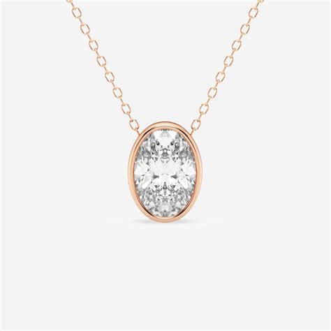 2 Ctw Oval Lab Grown Diamond Bezel Set Solitaire Pendant With