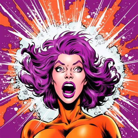 Premium Ai Image Violet Woman A Pop Art Comic Book Battle