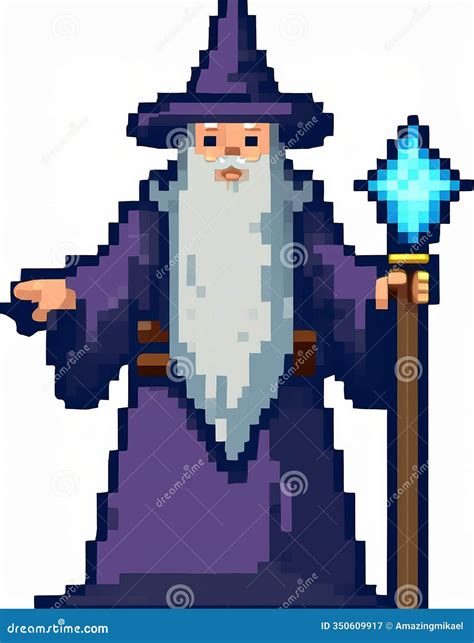 Pixel Art Wizard Casting A Spell Stock Illustration Illustration Of Action Retro 350609917