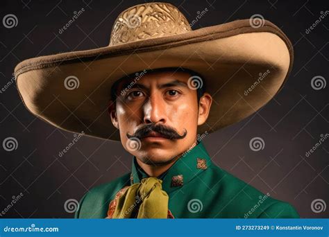 Portrait Of A Mexican Soldier In Traditional 19th Century Attire With