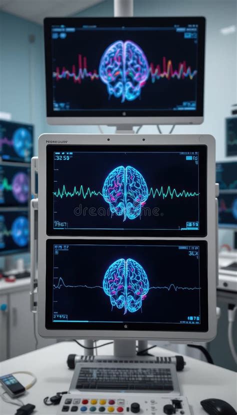 Medical Monitor Displaying Brain Scan And Electroencephalogram Data