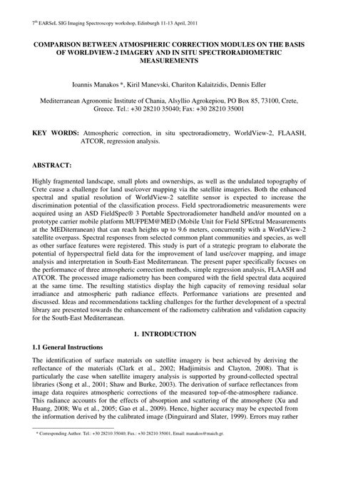 Pdf Comparison Between Flaash And Atcor Atmospheric Correction Modules