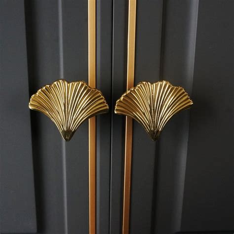 Solid Brass Leaf Knobs Cabinet Pull Knobs Gold Leaves Dresser Etsy
