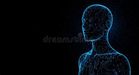 Silhouette Circuit Pattern Binary Code A Futuristic Concept Depicting A Human Silhouette Binary